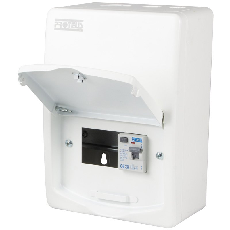 2 Way 100A 30mA RCD Incomer Metalclad Consumer Unit – Proteus Switchgear